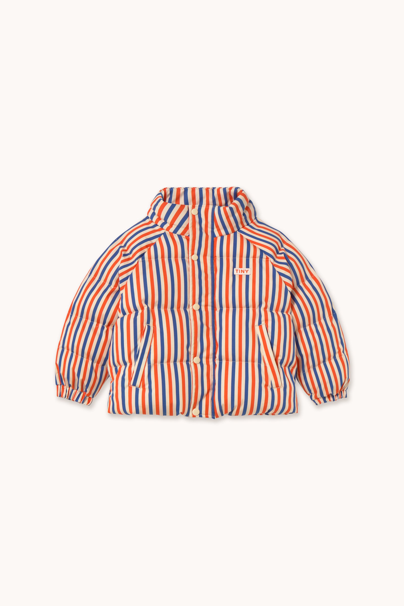 [TINYCOTTONS] Stripes Short Padded Jacket - Summer Red / Dark Blue – 해피리틀애틱